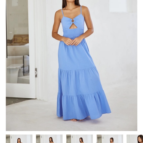 Blanco By Nature | Dresses | Blue Cut Out Tiered Maxi Sundress | Poshmark